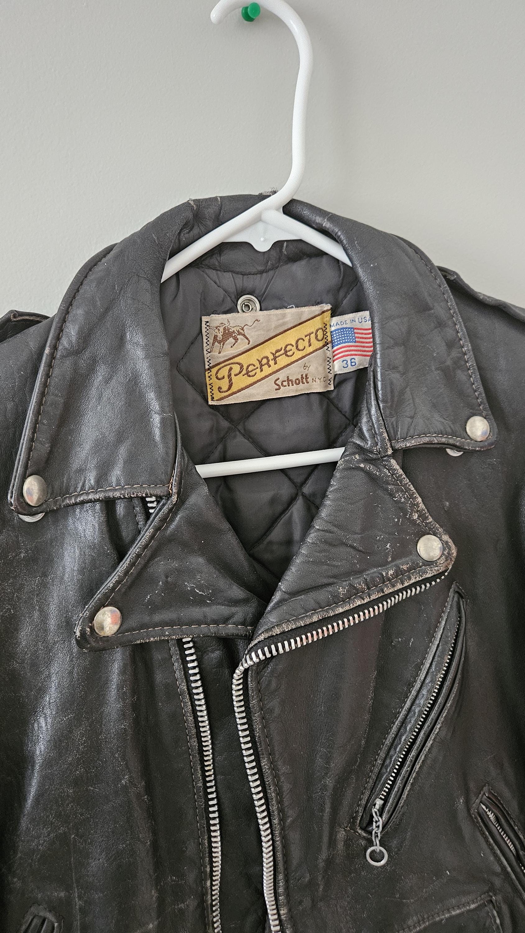 Vintage 1970s Schott Perfecto Leather Motorcycle Jacket Size 36 Small ...