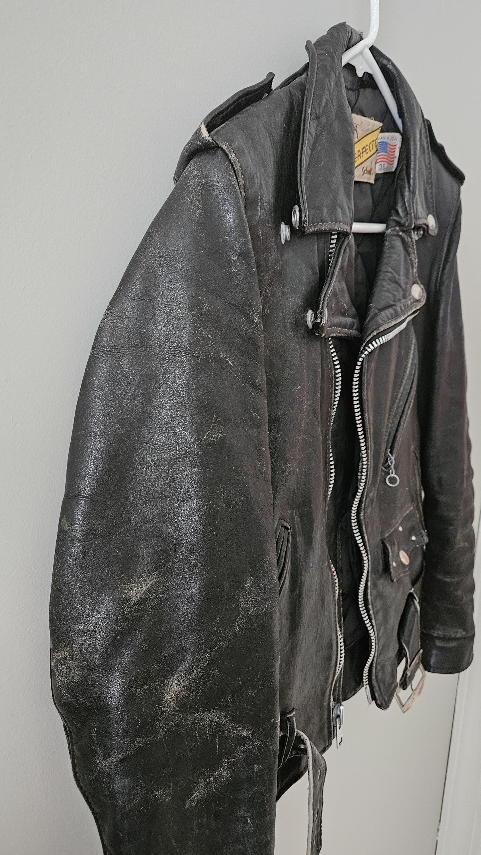 Vintage 1970s Schott Perfecto Leather Motorcycle Jacket Size 36 Small ...
