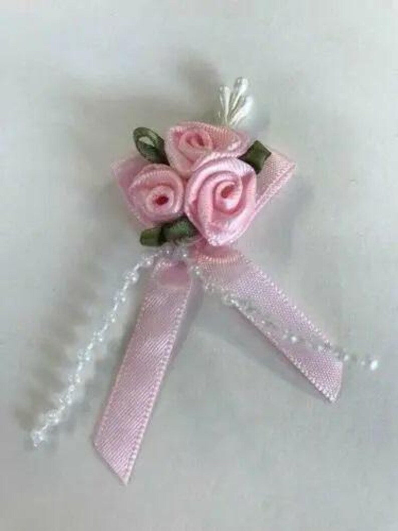 Ribbon Bow and Rose Cluster With Bead Trim - Various Colours Clothing ...