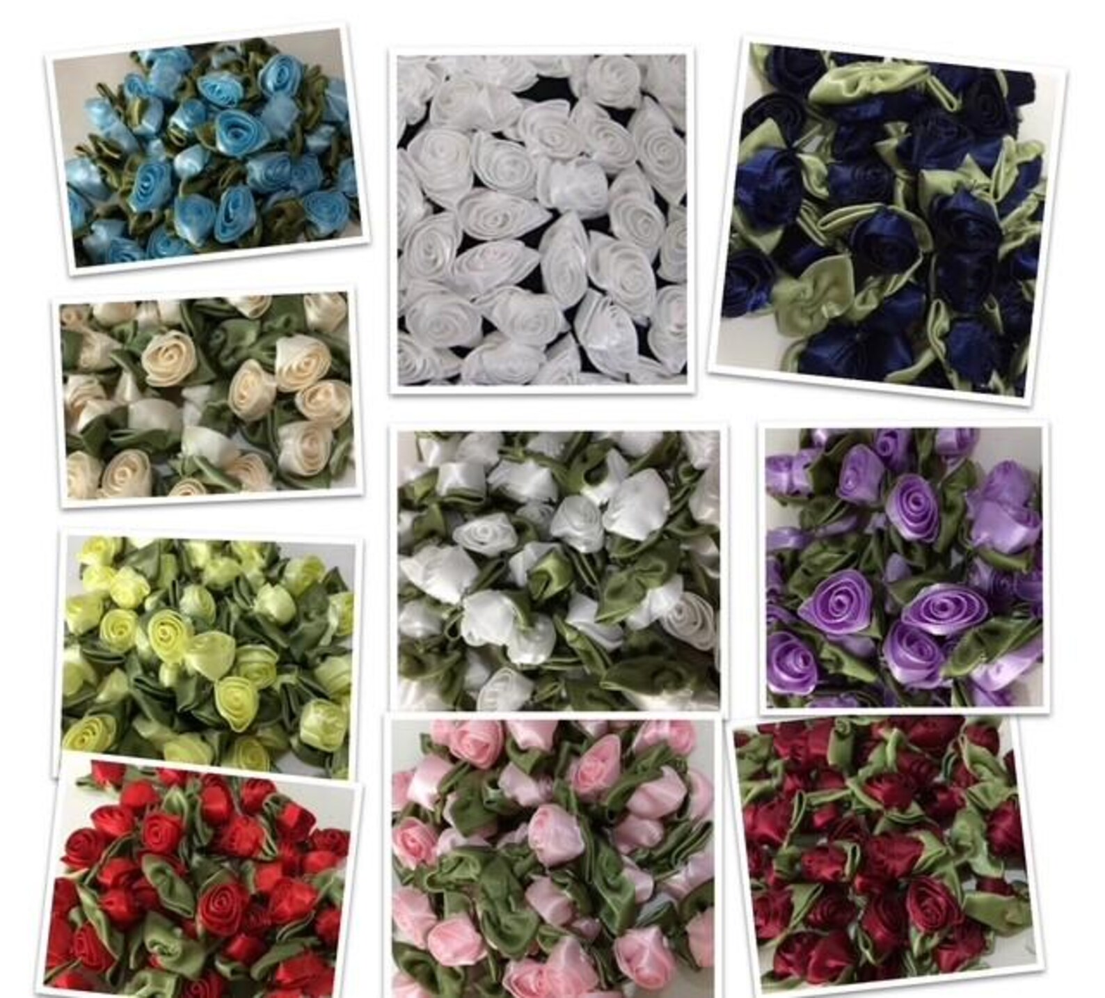 Large Satin Roses With Leaf 30mm X 20mm at Widest Point Various Colours ...