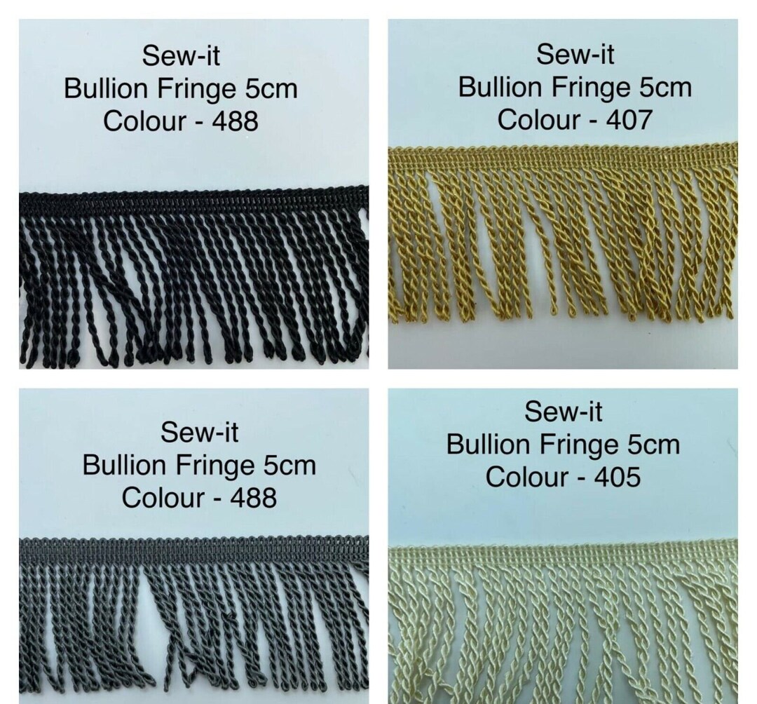 5cm Width Bullion Fringe Trim for Furniture, Upholstery and Crafting 7 ...