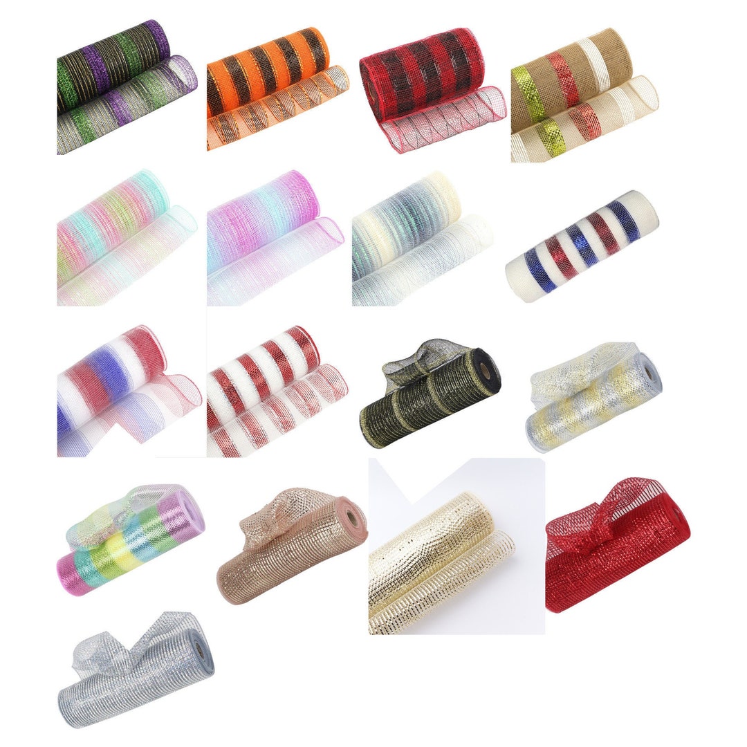 Specialist Colours Metallic Deco Mesh 25cm X 9.1m 10 Inch 9 Designs ...