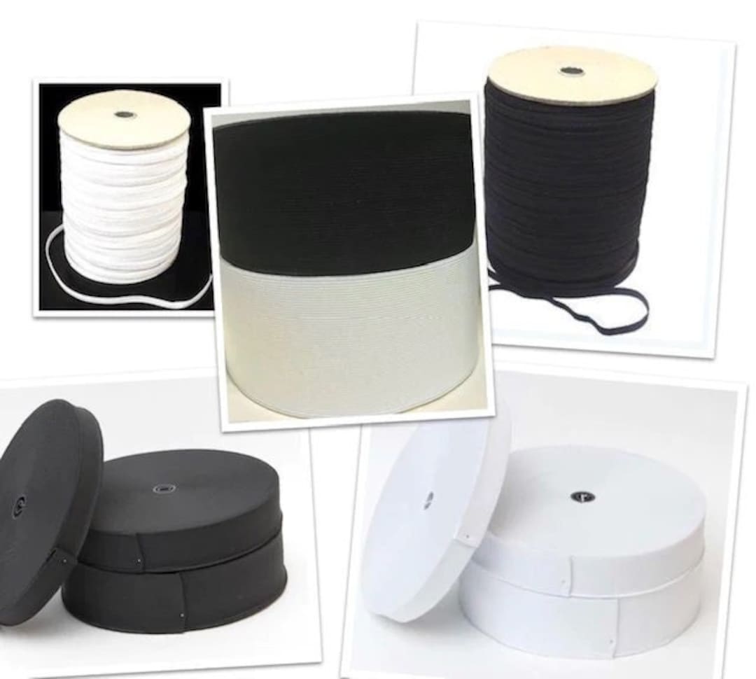 Flat Elastic Black & White Various Widths and Lengths Available Sewing ...