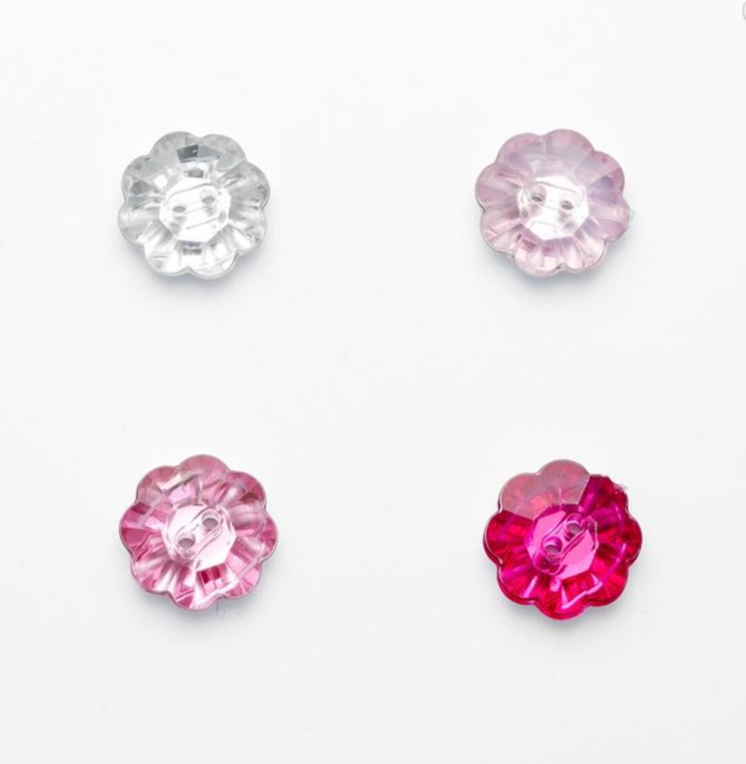2 Hole Diamante Sparkly Flower Shaped Buttons Various Colours and Sizes ...
