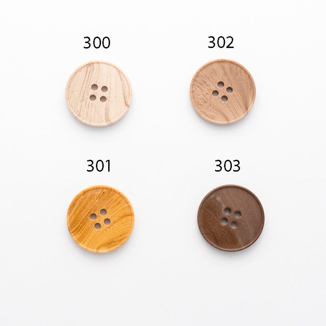 4 Hole Wood Effect Plastic Buttons 4 Design 15mm, 20mm and 23mm Sewing ...