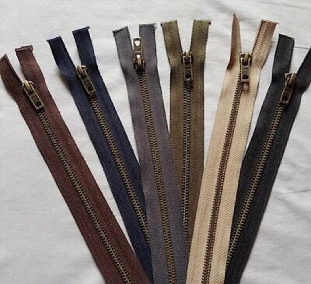 Metal Brass Open Ended Zips 6 Colours Jackets Cardigans 22" to 30" No5 ...