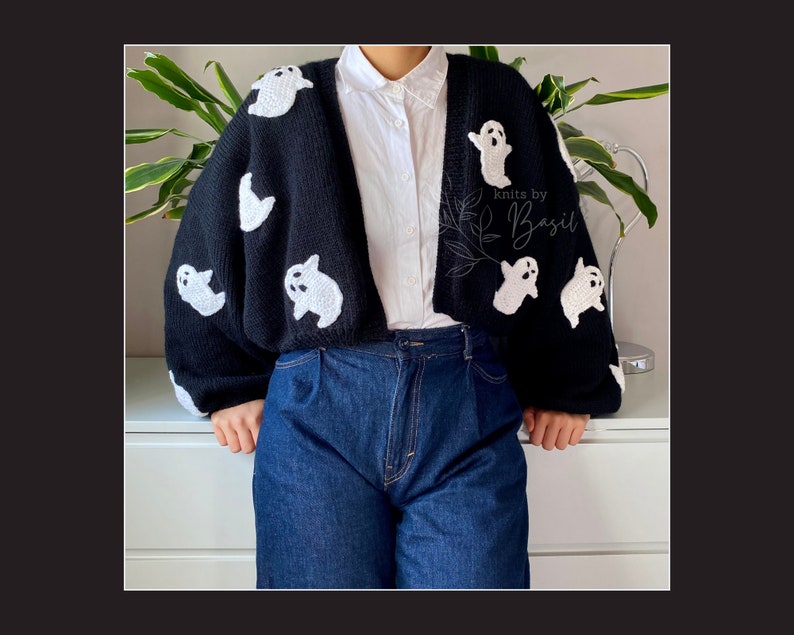 Easy Knitting Pattern Halloween Ghost Design Boxy Oversized Cropped ...