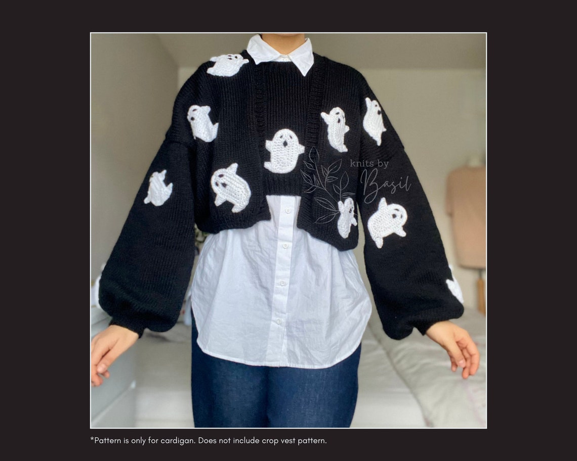Easy Knitting Pattern Halloween Ghost Design Boxy Oversized Cropped ...