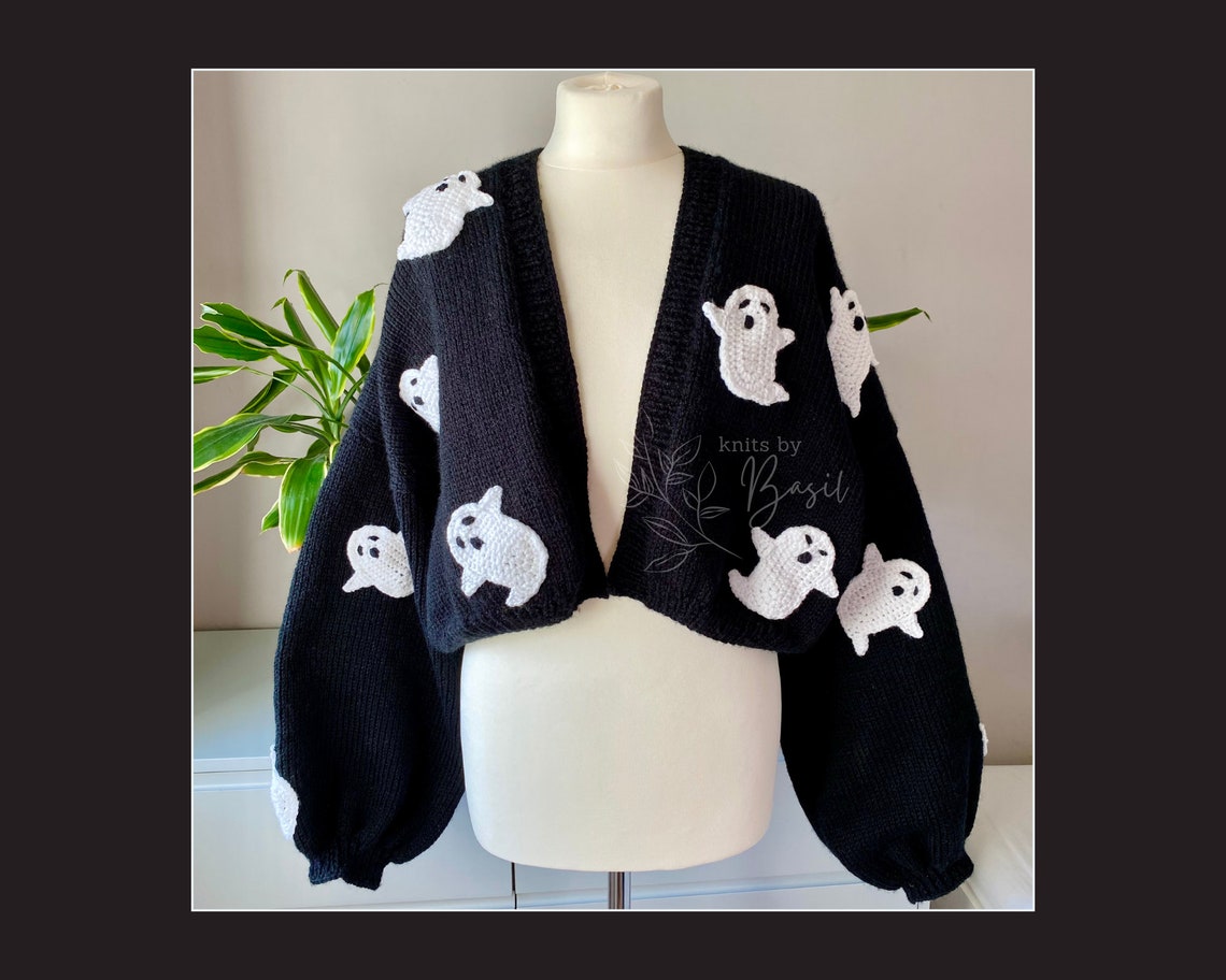 Easy Knitting Pattern Halloween Ghost Design Boxy Oversized Cropped ...