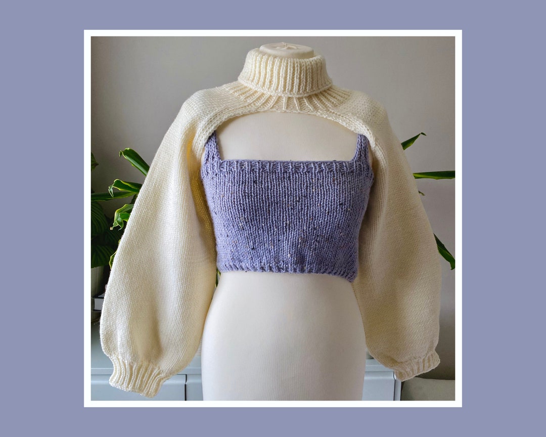 Hand Knitted Extreme Crop Cut Sleeve Sweater Arm Warmer Turtleneck ...