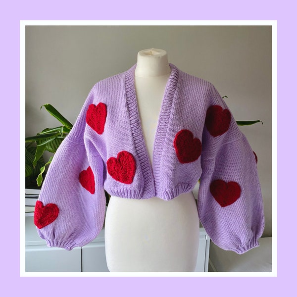 Knitted Heart Cardigan - Etsy
