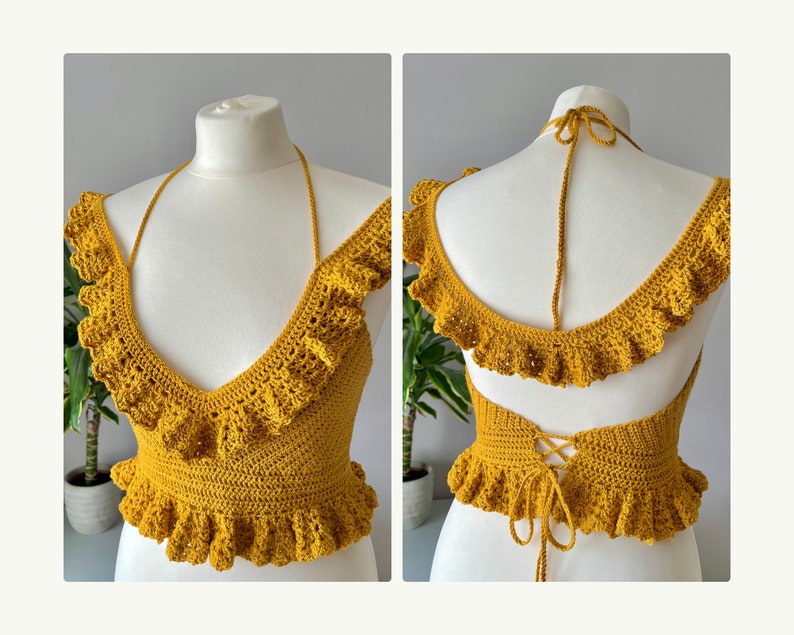 Sunshine Crop Top Crochet Pattern Pdf Ruffle Frills Design Etsy