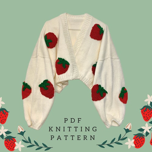 Easy Knitting Pattern Strawberry Design Boxy Oversized Cropped - Etsy