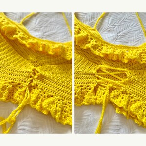 Sunshine Crop Top Crochet Ruffle Frills Design Finished Product - Etsy