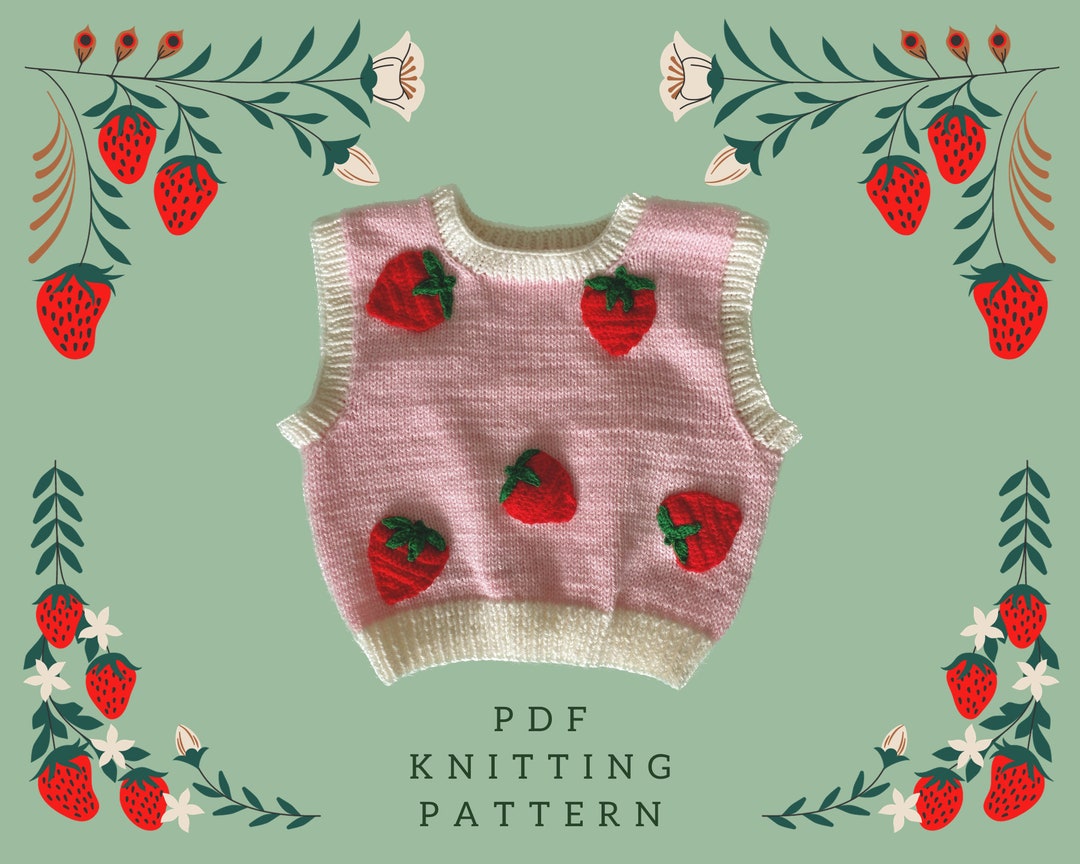 Easy Knitting Pattern Strawberry Design Crop Vest PDF - Etsy