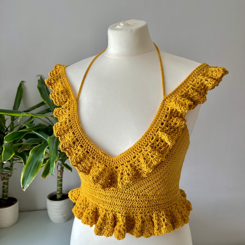 Sunshine Crop Top Crochet Ruffle Frills Design Finished - Etsy