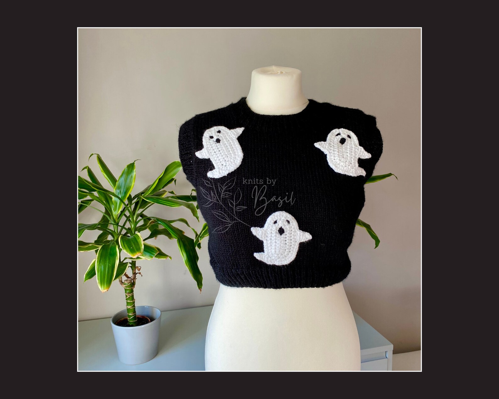 Easy Knitting Pattern Halloween Ghost Design Crop Vest PDF - Etsy