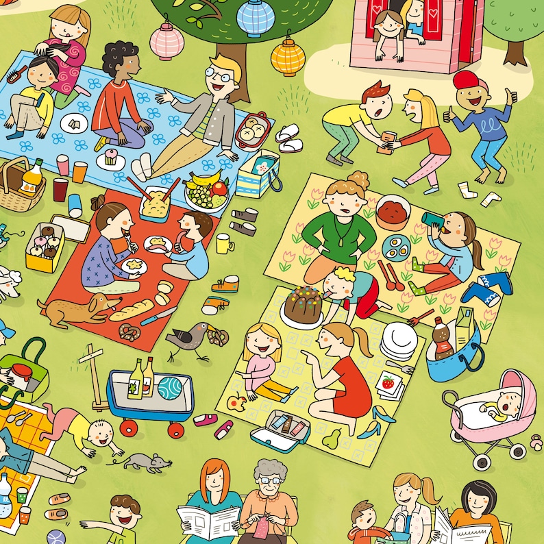 Wimmelbild "Auf dem Spielplatz" großes Poster für Kinder mit ...