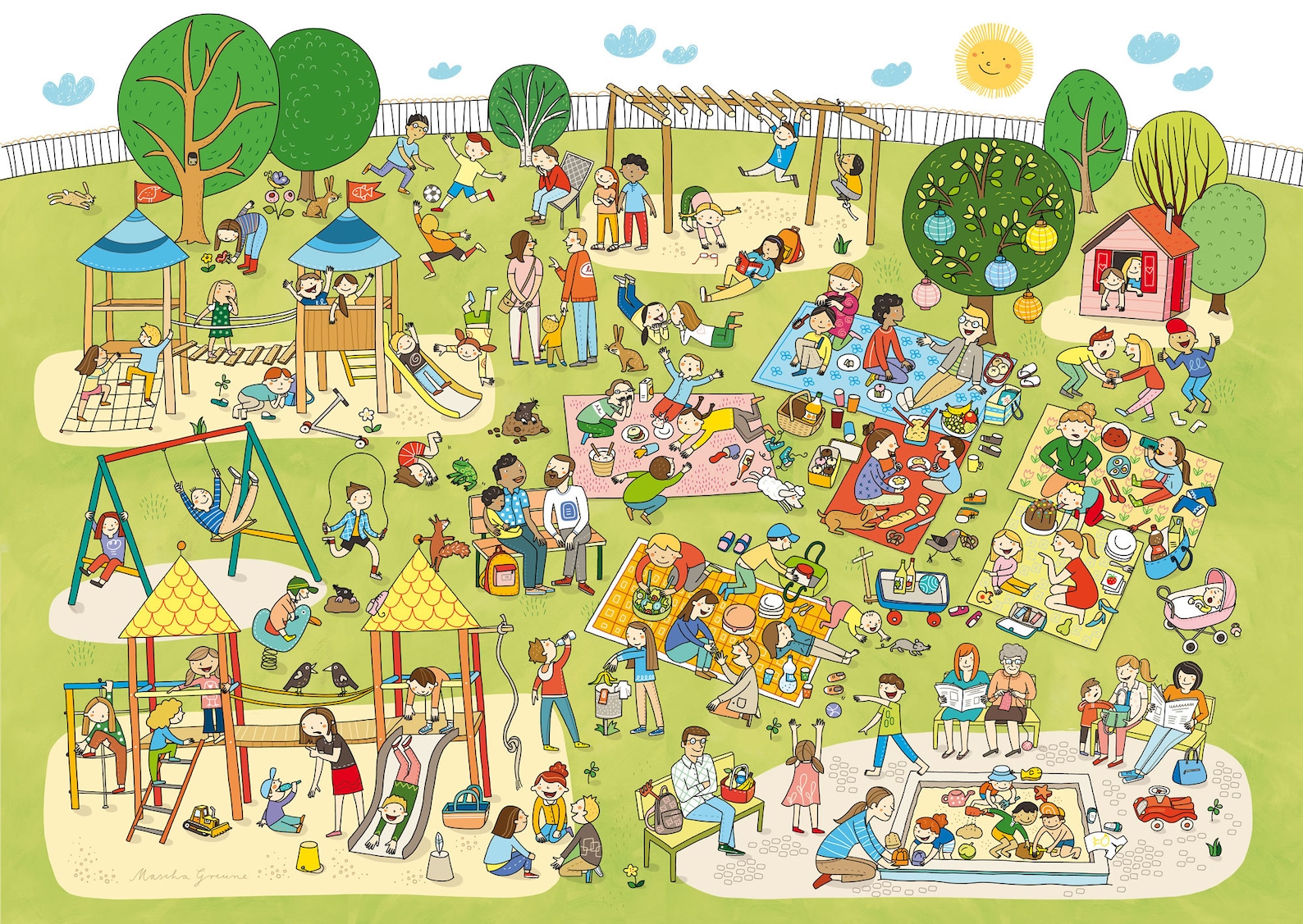 Hidden Object on the Playground Large Poster for Children With Lovely ...