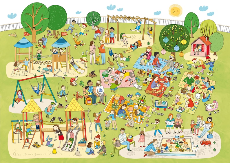 Hidden Object Picture "on the Playground" Large Poster for Children ...