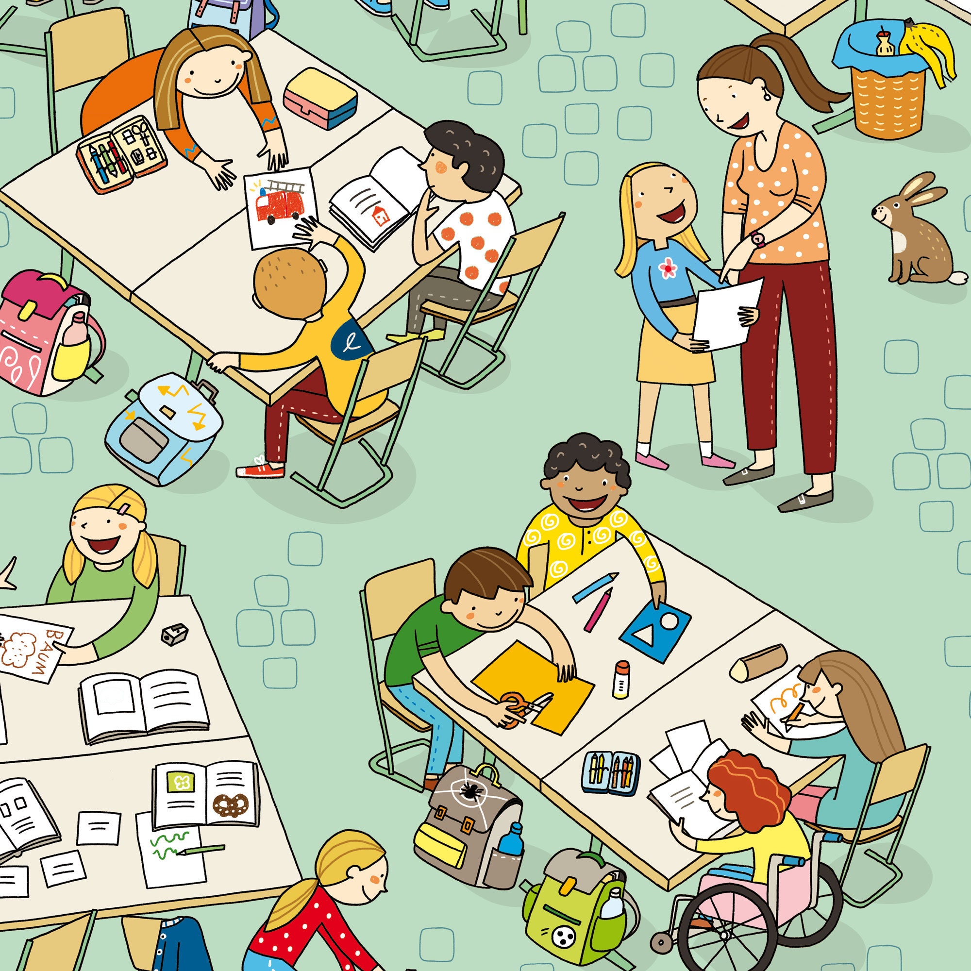 Hidden Object Picture in the Classroom Large Poster for Children With ...