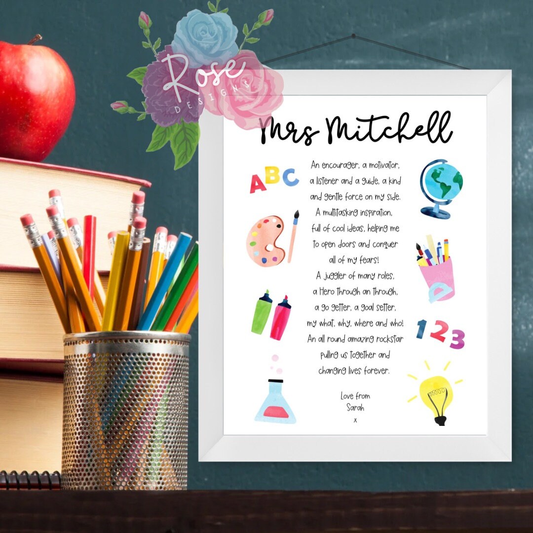 TEACHER PRINT Poem End of Year Present Primary School - Etsy