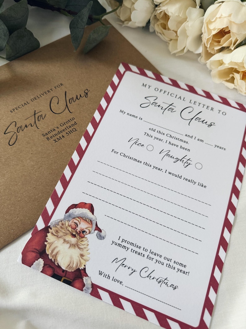 SANTA Letter Writing Sheet Santa Present List, Santa Wish List - Etsy UK