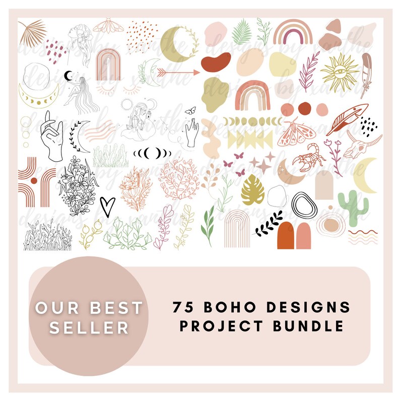 Boho SVG Bundle Hand Drawn, Hippie Svg, Floral Moon Svg, Minimalist Svg ...