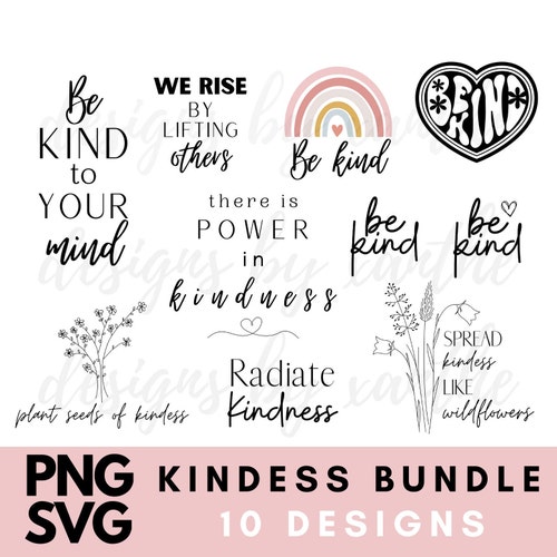 Kindness SVG Bundle Be Kind SVG Cricut Cut File Pink - Etsy Canada