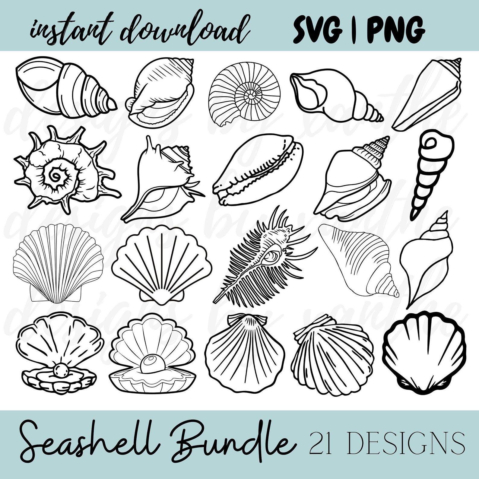 Sea Shell Svg Bundle Shell Svg Seashell Clipart Clam Svg Scallop Svg ...