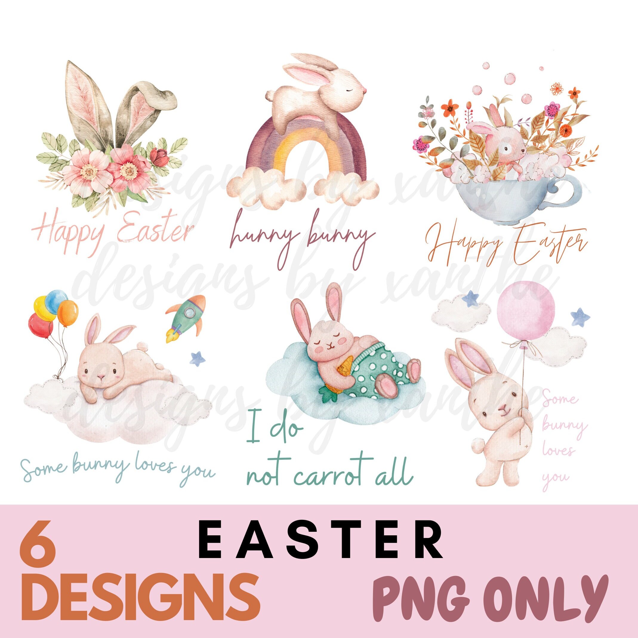 Watercolor Easter PNG Bundle Easter Sublimation Easter - Etsy