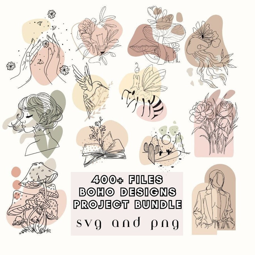 Boho SVG Bundle, Aesthetic Boho Clipart, Trendy Digital Cut Files for ...