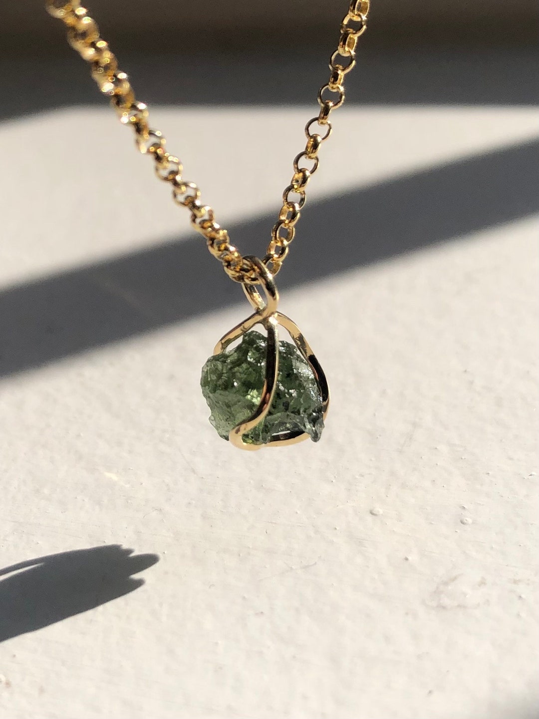 Moldavite Pendant 18k Gold Genuine Moldavite Moldavite Necklace ...