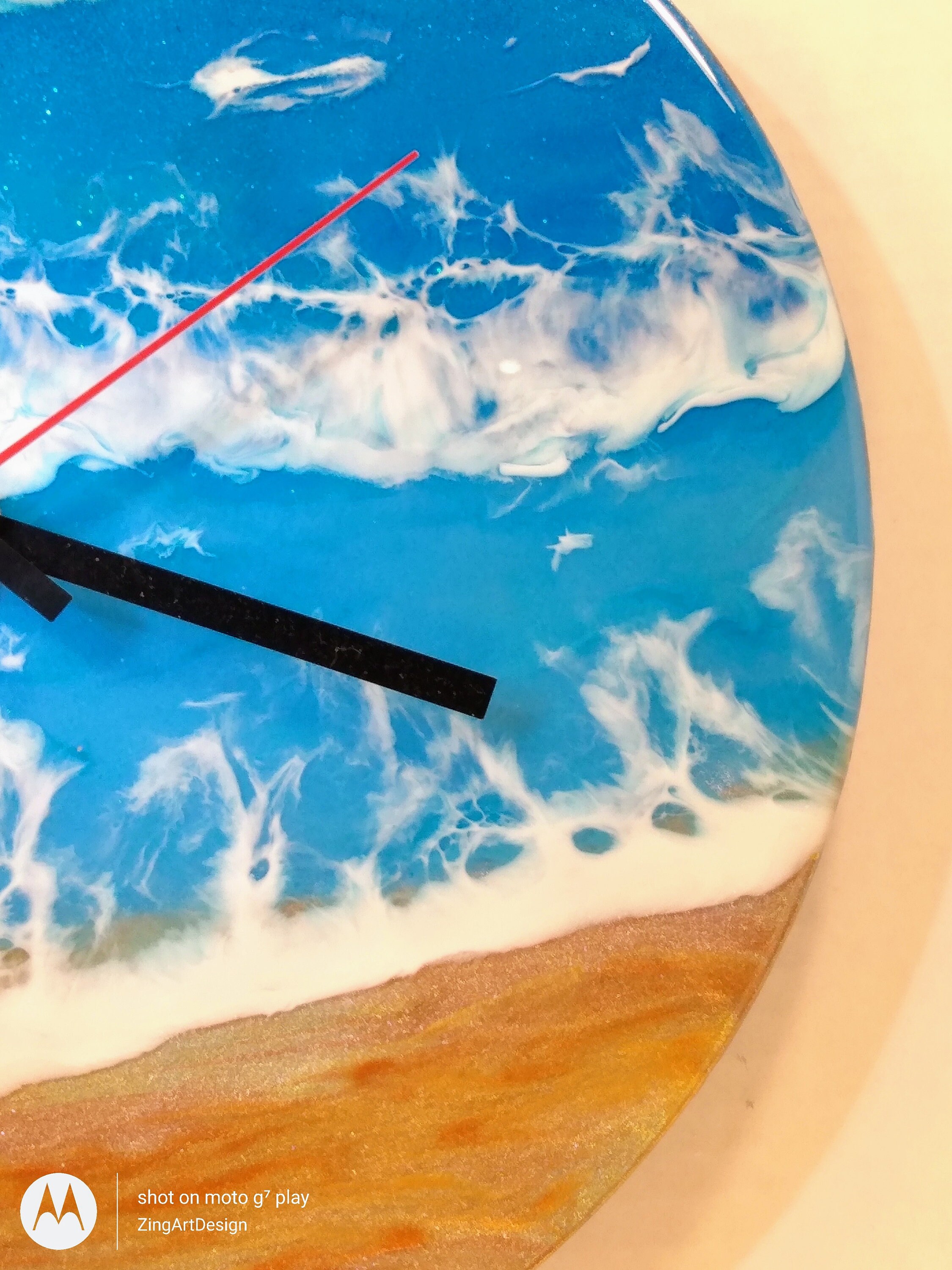 Resin Clock Beach Waves Clock Ocean Waves Clock Golden - Etsy