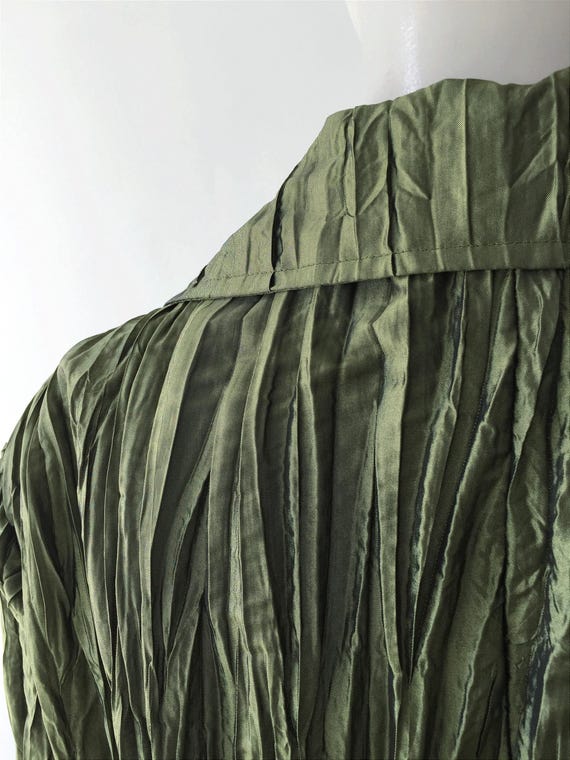 1990s vintage crushed metallic green jacket - Gem