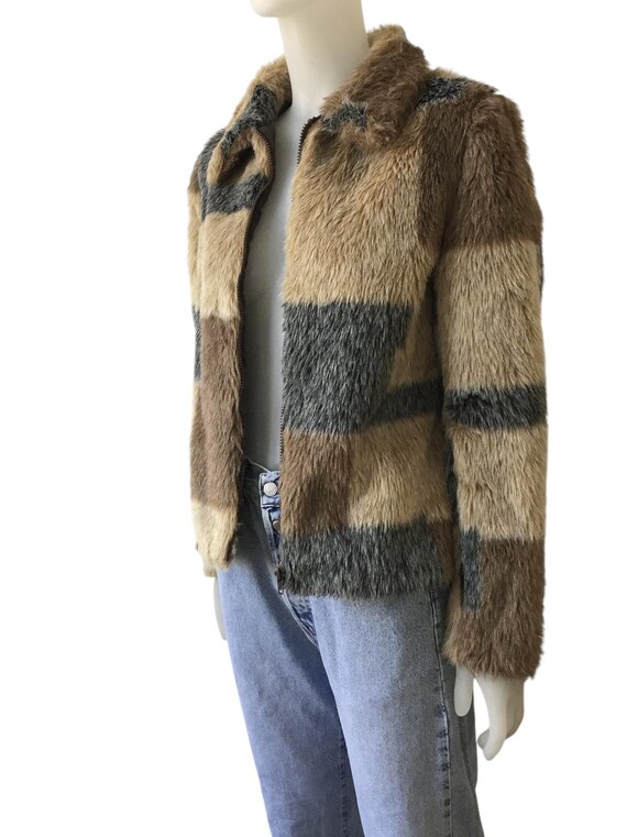 1990s vintage fake fur graphic pattern jacket - Gem