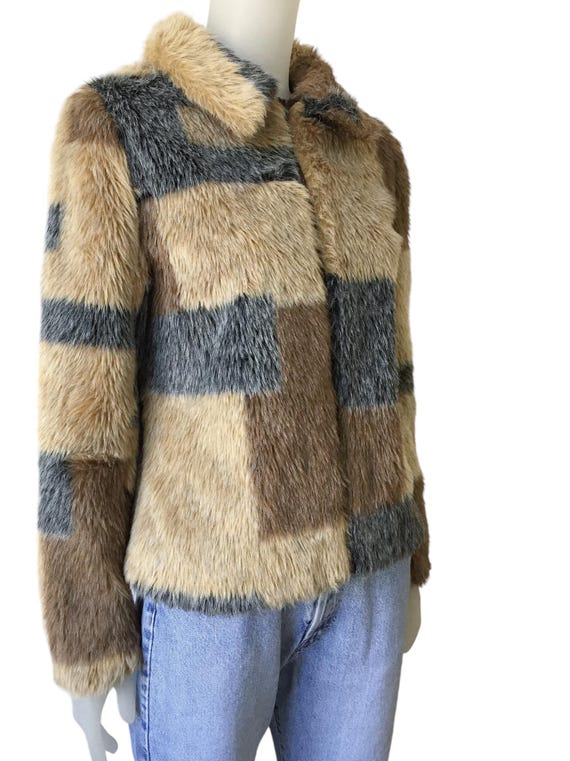 1990s vintage fake fur graphic pattern jacket - Gem
