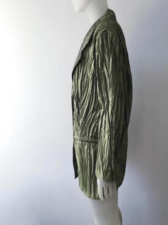 1990s vintage crushed metallic green jacket - Gem