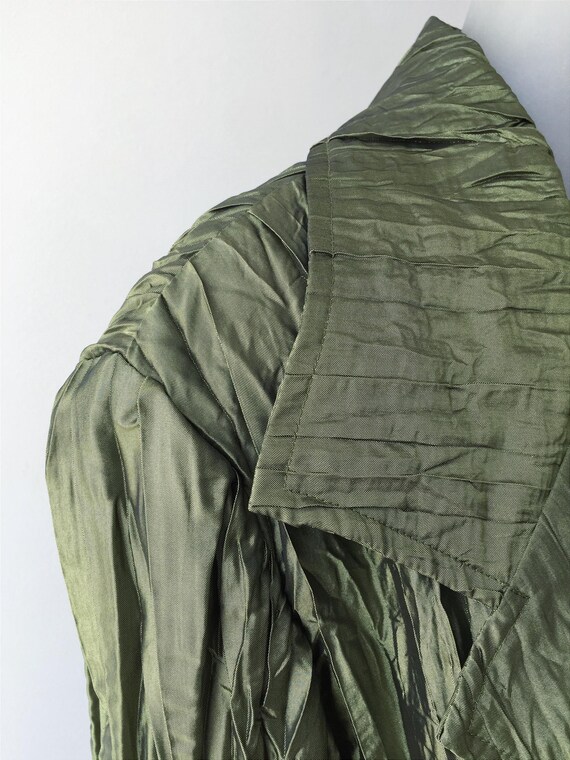 1990s vintage crushed metallic green jacket - Gem