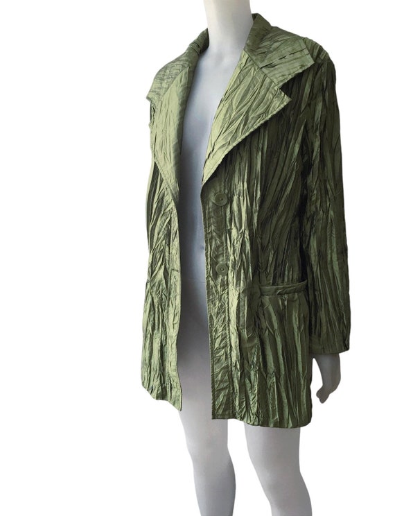1990s vintage crushed metallic green jacket - Gem