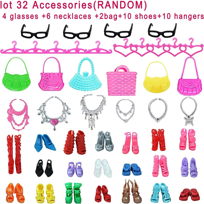 Barbie Doll Clothes Accessories Including 10 Pcs Fashion Mini Dresses ...