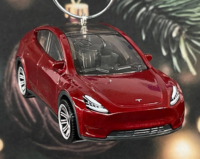 Red Tesla Model Y Christmas Ornament - EV Elon Musk Electric Fancy ...