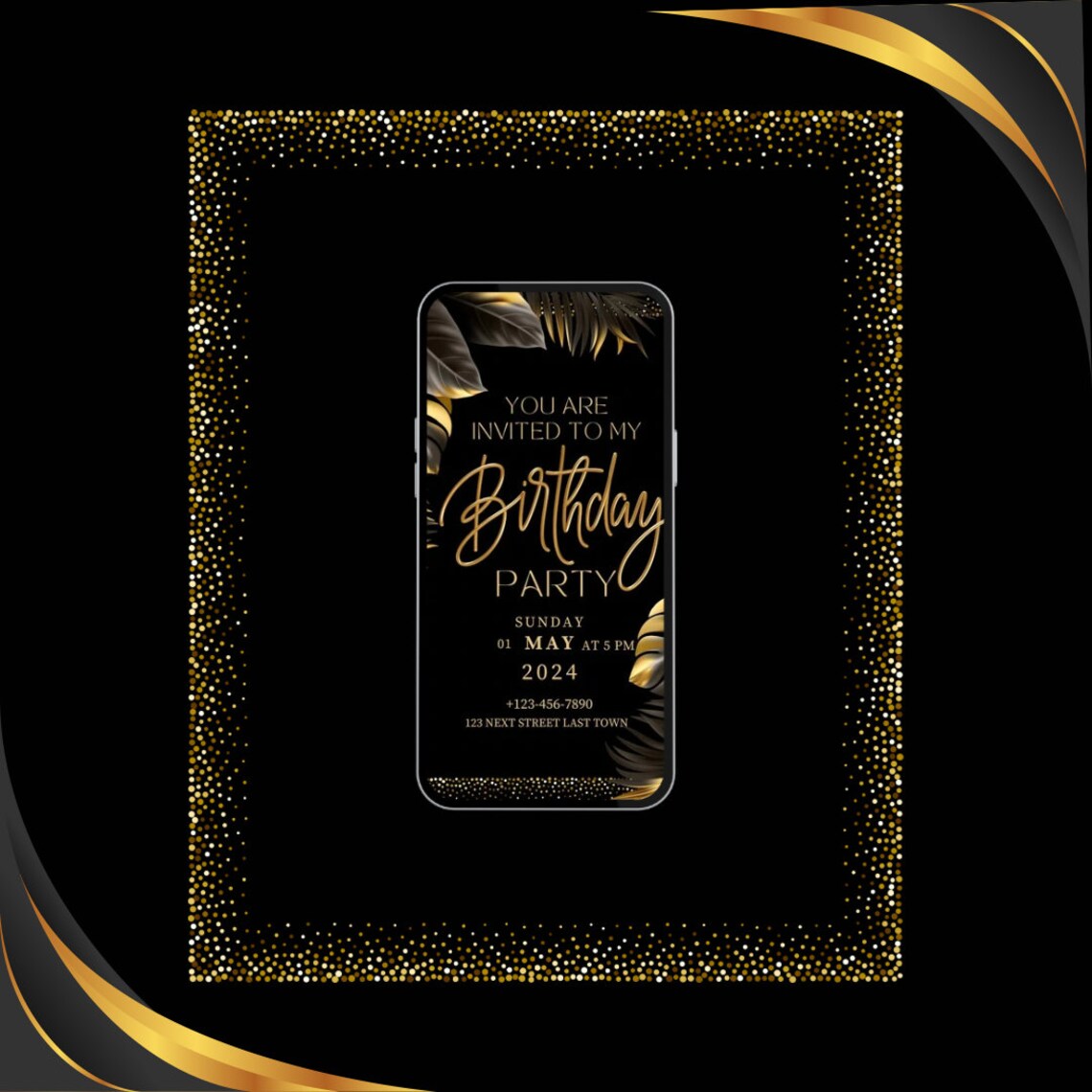 Digital Colourful Party Invitation, Canva Template, Electronic Birthday ...