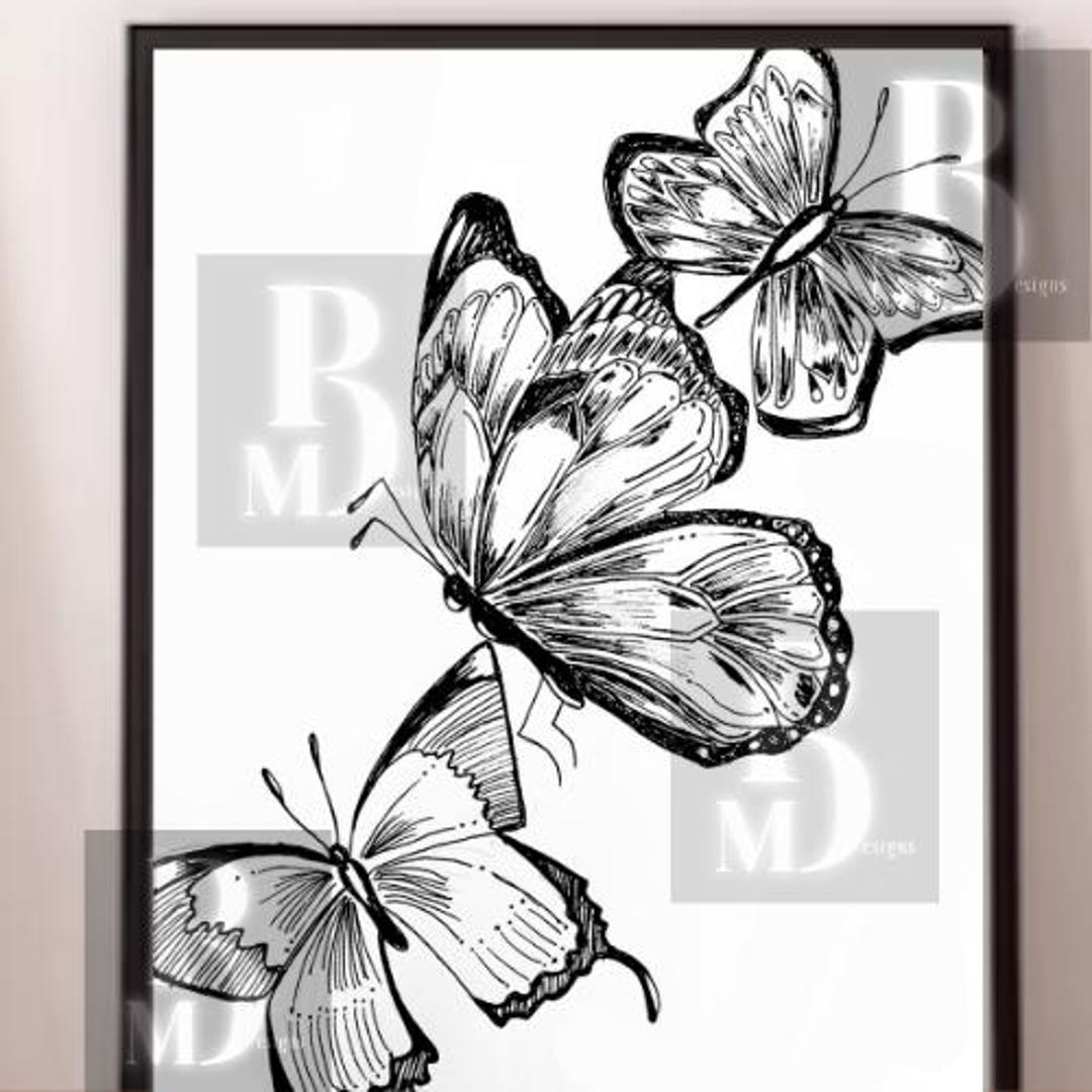 Printable Butterfly Wall Art, Nature Inspired Home Decor, Butterfly ...