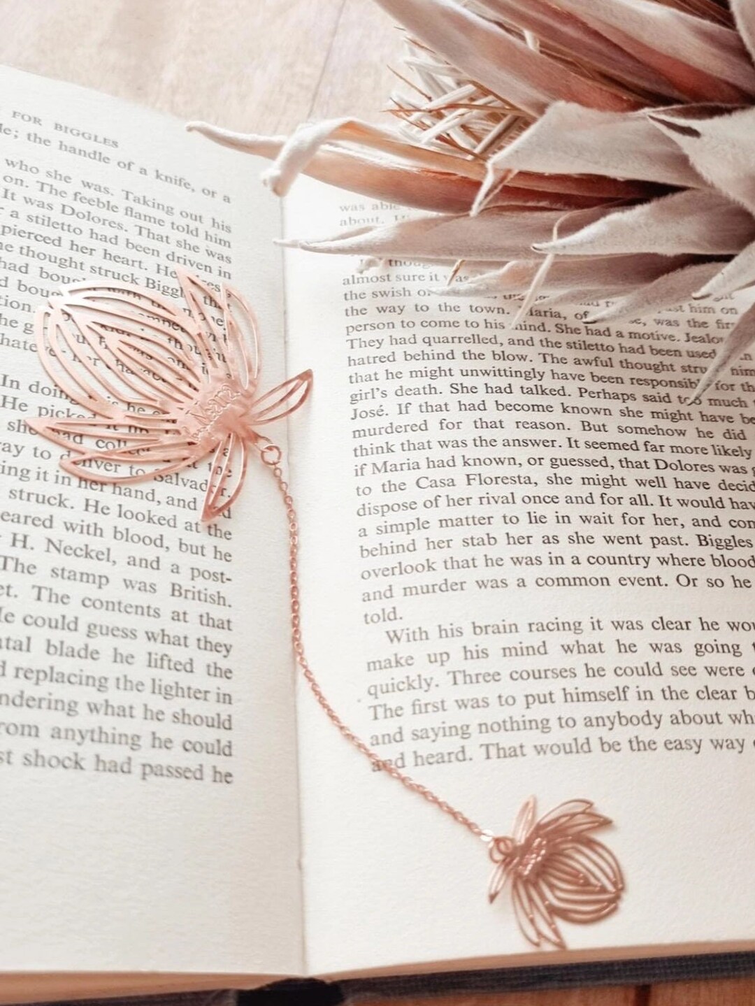Protea Bookmark Rose Gold Metal Unique Bookmark Book Lover - Etsy Australia