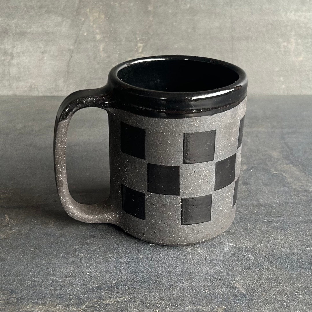 Checkerboard Mug Black / Black - Etsy