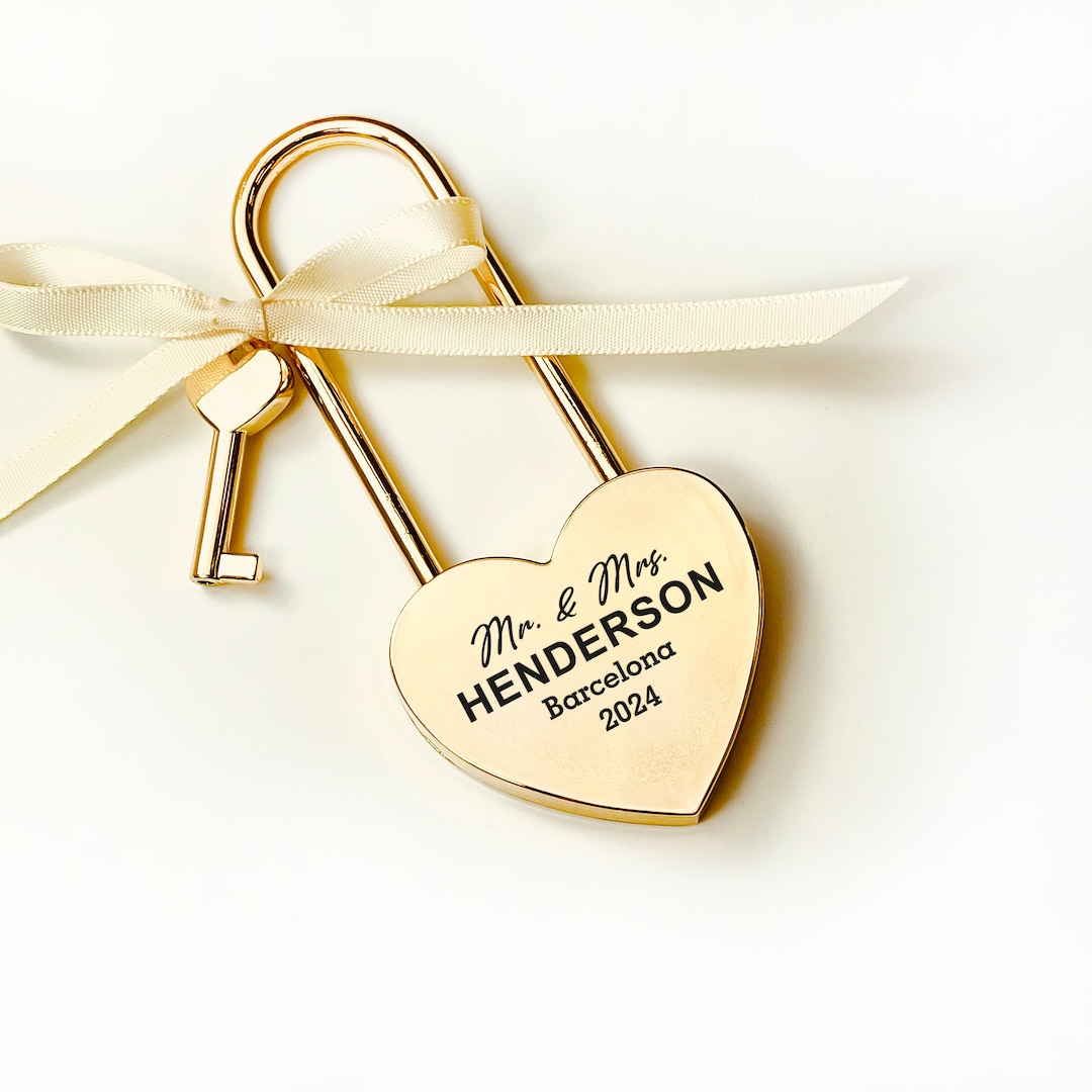 Personalized Large Padlock Wedding Anniversary Gift Gold Love Lock ...