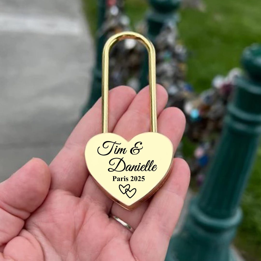 Custom Engraved Gold Heart Love Lock, Padlock Gift for Couples - Etsy