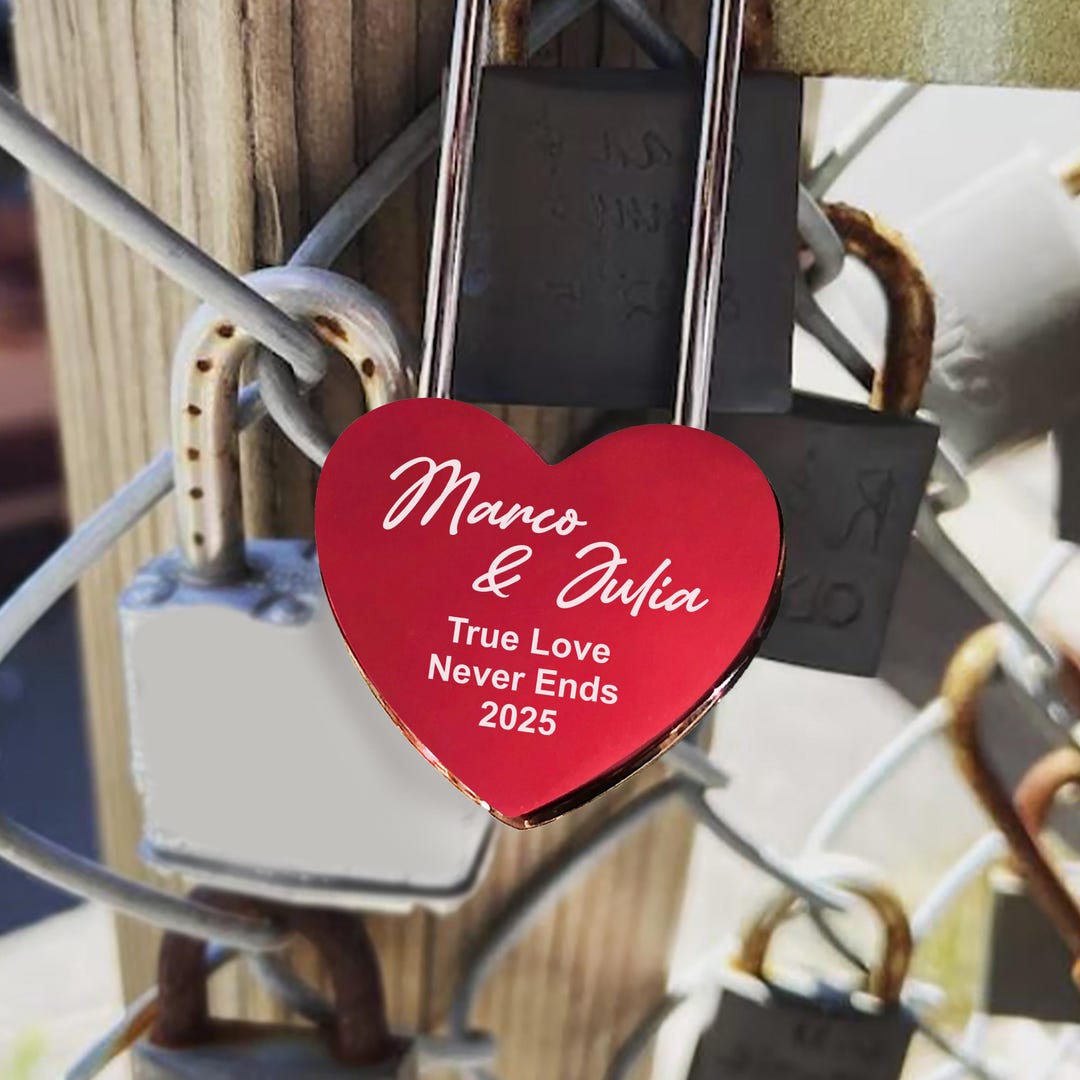 Red Heart Wedding Padlock, Personalized Love Lock With Name & Date - Etsy