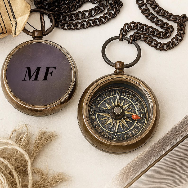 Personalized Compass Necklace – Brass Compass Pendant Gift for ...